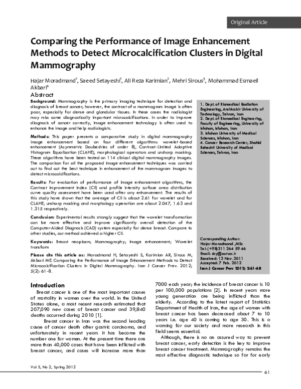 Pdf Comparing The Performance Of Image Enhancement Methods To Detect