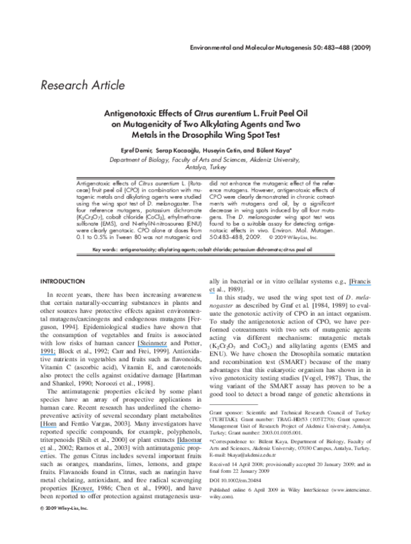 (PDF) Antigenotoxic effects of Citrus aurentium L. fruit peel oil on ...