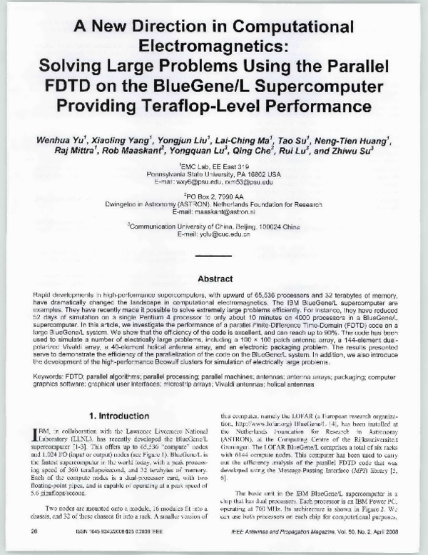 (PDF) A New Direction in Computational Electromagnetics: Solving Large Problems Using the ...