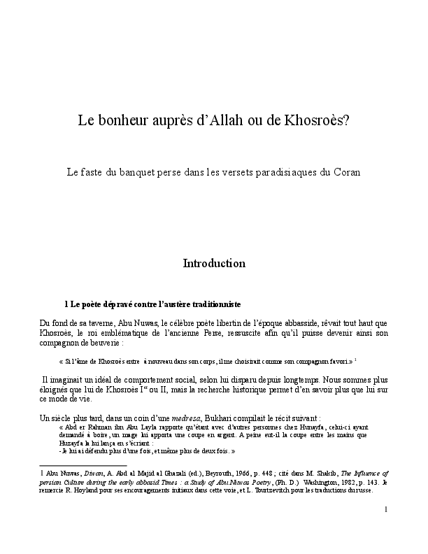 (DOC) Le bonheur auprès d'Allah ou de Khosroes? Le faste du banquet ...