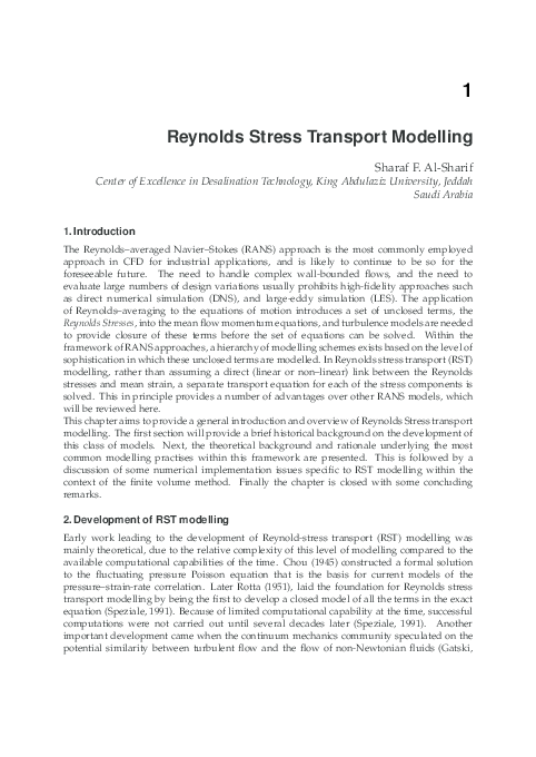 (PDF) Reynolds Stress Transport Modelling