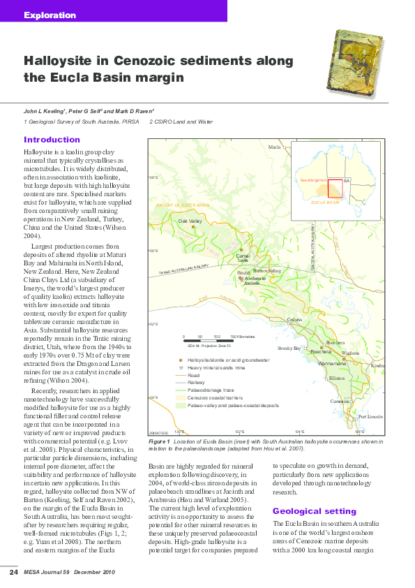 (PDF) Halloysite in Cenozoic sediments along the Eucla Basin margin