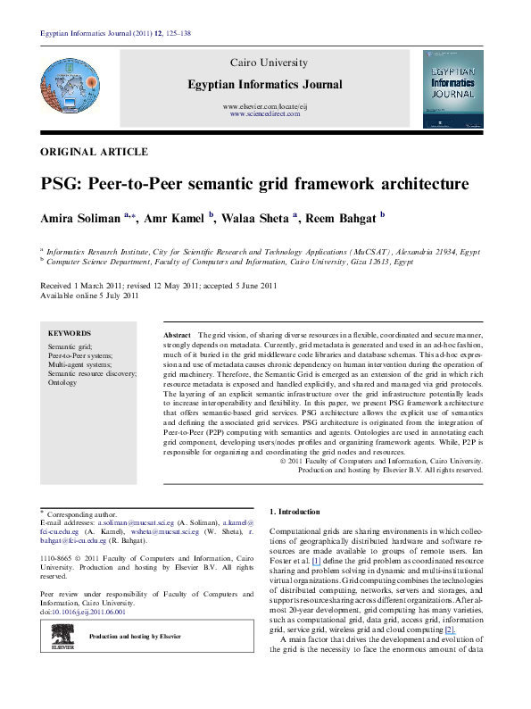 Pdf Psg Peer To Peer Semantic Grid Framework Architecture