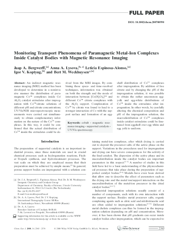 (PDF) Monitoring Transport Phenomena of Paramagnetic Metal-Ion ...