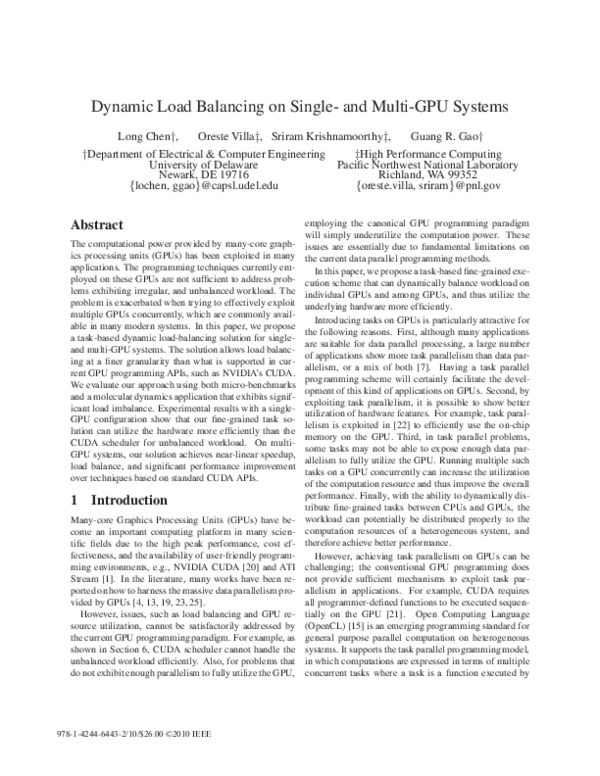 (PDF) Dynamic load balancing on single- and multi-GPU systems