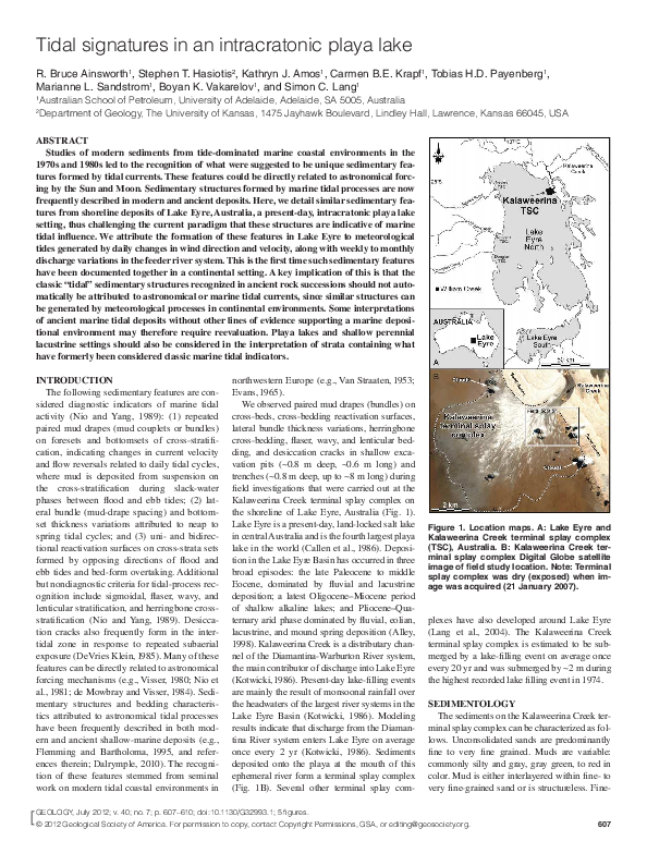 (PDF) Tidal signatures in an intracratonic playa lake