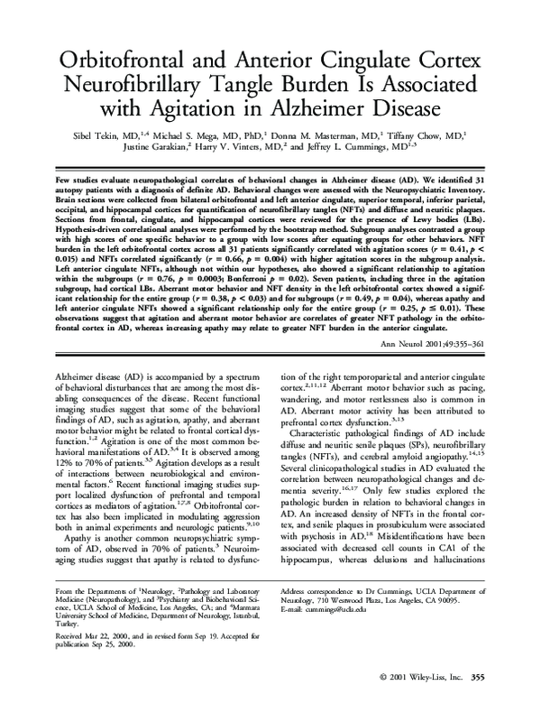 (PDF) Orbitofrontal and anterior cingulate cortex neurofibrillary tangle burden is associated ...