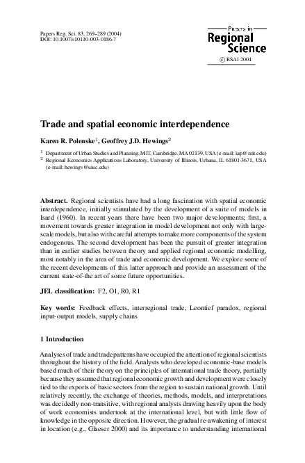 (PDF) Trade and spatial economic interdependence
