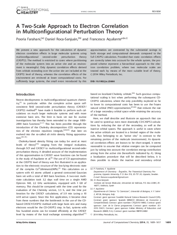 (PDF) A Two-Scale Approach to Electron Correlation in Multiconfigurational Perturbation Theory