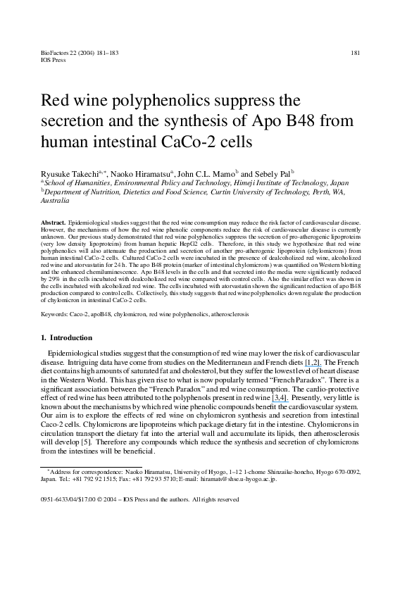 (PDF) Red wine polyphenolics suppress the secretion and the synthesis ...