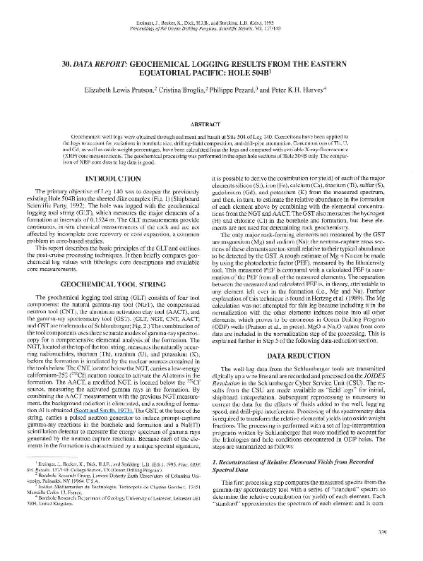 (PDF) 30. Data Report: Geochemical Logging Results From the Eastern ...
