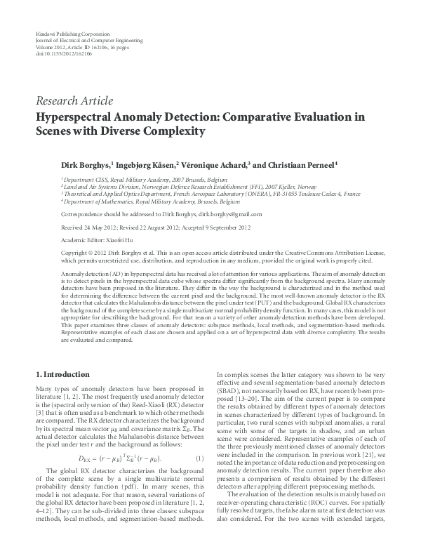 (PDF) Hyperspectral Anomaly Detection: Comparative Evaluation in Scenes with Diverse Complexity