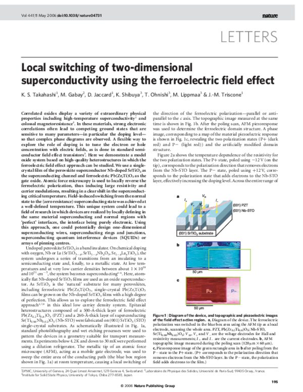 (PDF) Local switching of two-dimensional superconductivity using the ferroelectric field effect