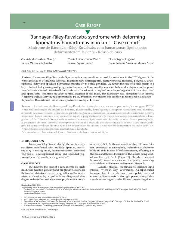 (PDF) Bannayan-Riley-Ruvalcaba syndrome with deforming lipomatous ...