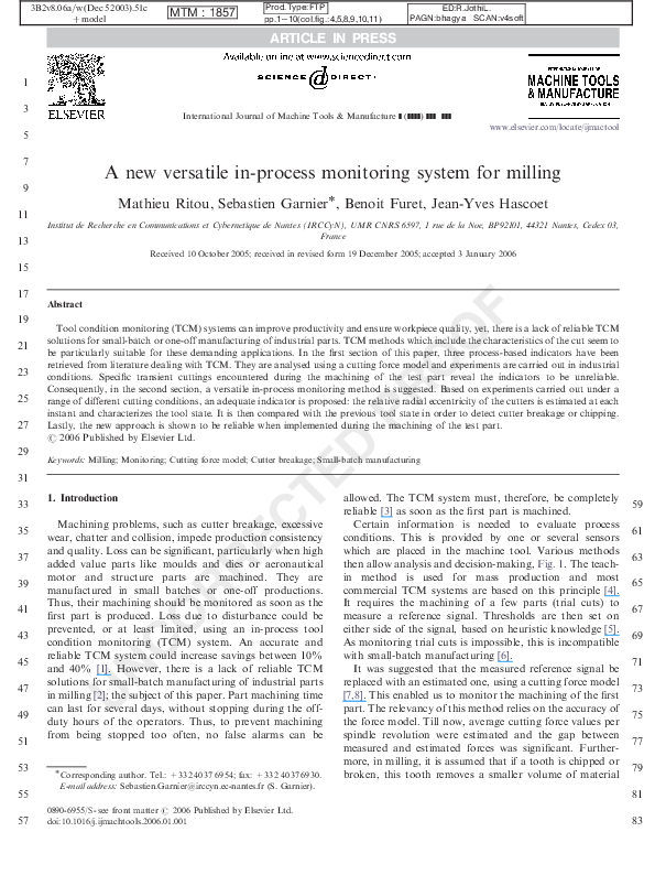 (PDF) A new versatile in-process monitoring system for milling