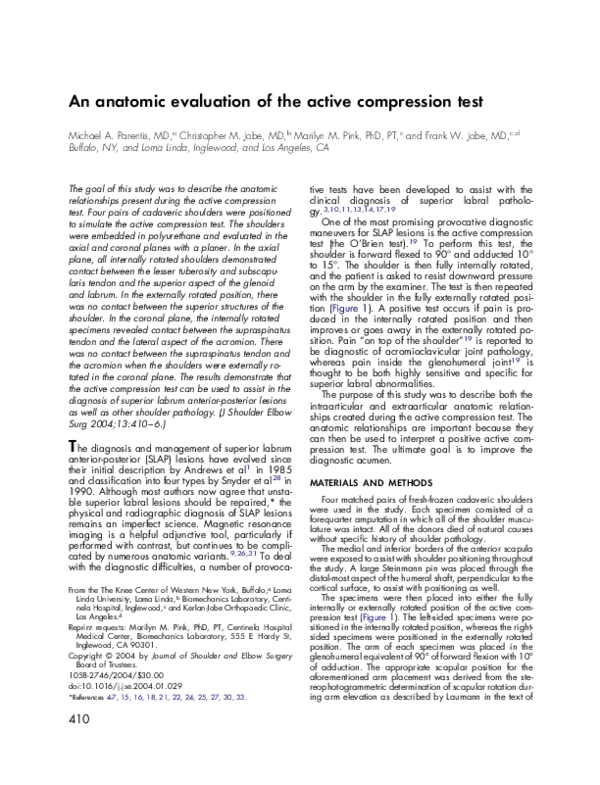 (PDF) An anatomic evaluation of the active compression test