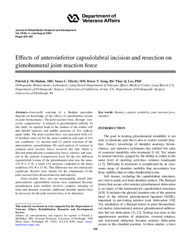 (PDF) Effects of anteroinferior capsulolabral incision and resection on ...