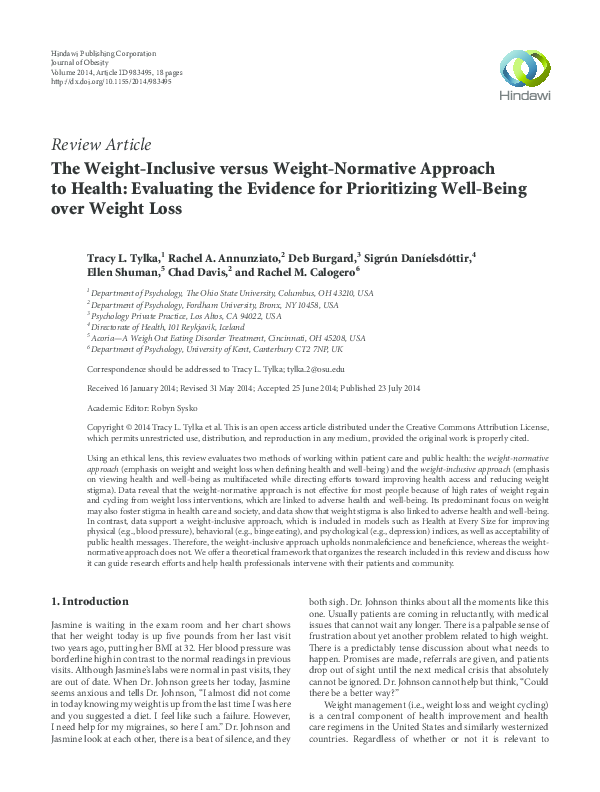 (PDF) The weight-inclusive versus weight-normative approach to health ...