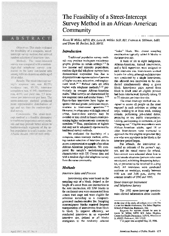 (PDF) The feasibility of a street-intercept survey method in an African ...