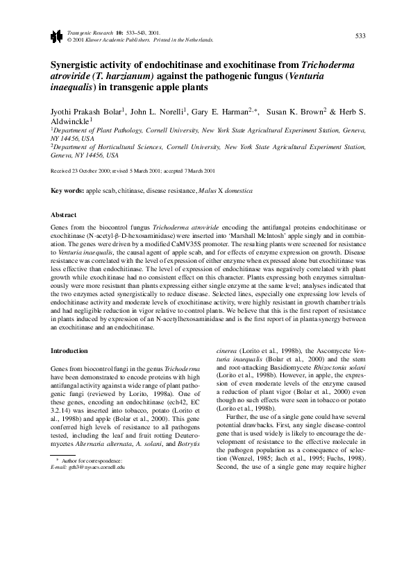 (PDF) Synergistic activity of endochitinase and exochitinase from Trichoderma atroviride (T ...