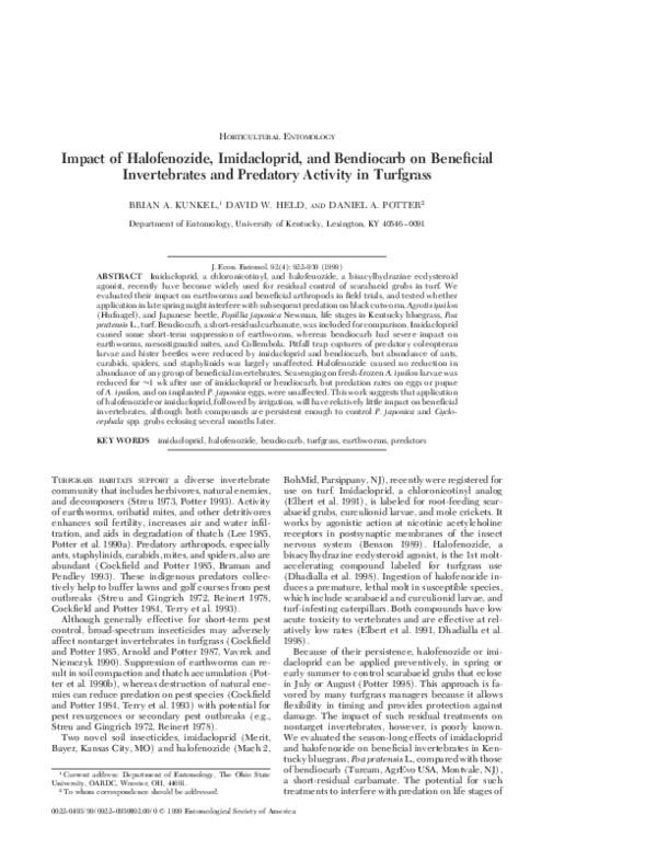 (PDF) Impact of halofenozide, imidacloprid, and bendiocarb on ...