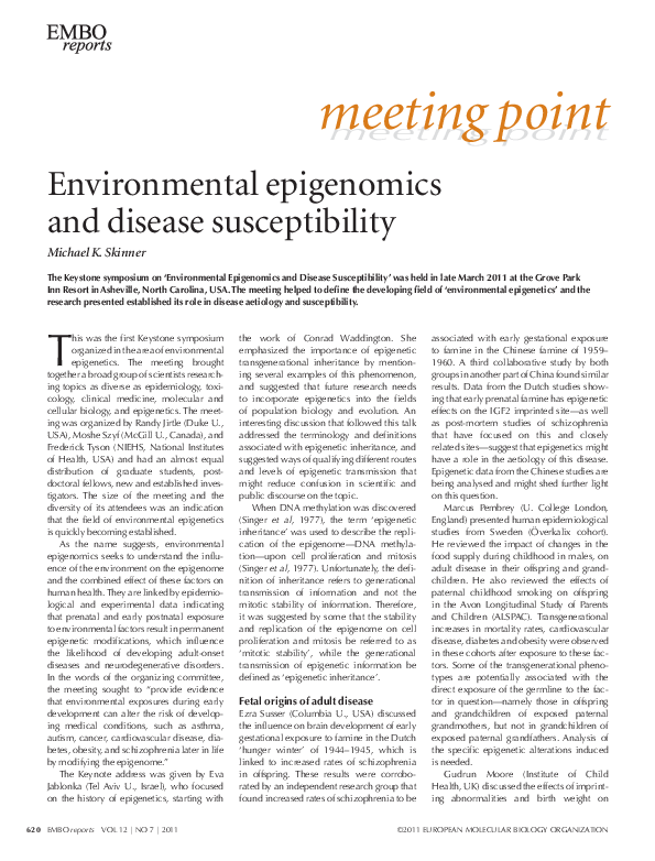 (PDF) Environmental epigenomics and disease susceptibility