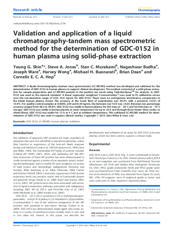 Pdf Validation And Application Of A Liquid Chromatography Tandem Mass Spectrometric Method For