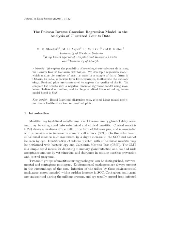 (PDF) The Poisson Inverse Gaussian regression model in the analysis of ...