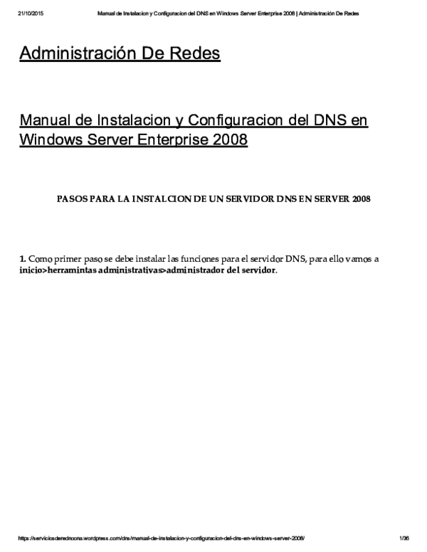 (PDF) Manual de Instalacion y Configuracion del DNS en Windows Server ...