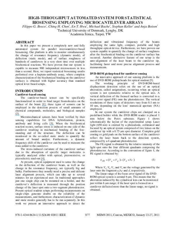 (PDF) High-throughput automated system for statistical biosensing employing microcantilever arrays