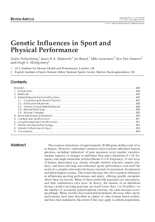 (PDF) Genetic Influences in Sport and Physical Performance