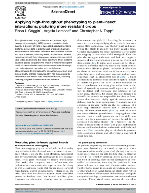 (PDF) Applying high-throughput phenotyping to plant–insect interactions ...