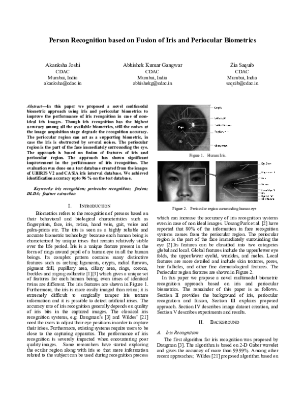 (PDF) Person Recognition based on Fusion of Iris and Periocular Biometrics