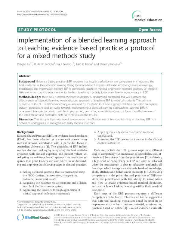 (PDF) Implementation of a blended learning approach to teaching ...