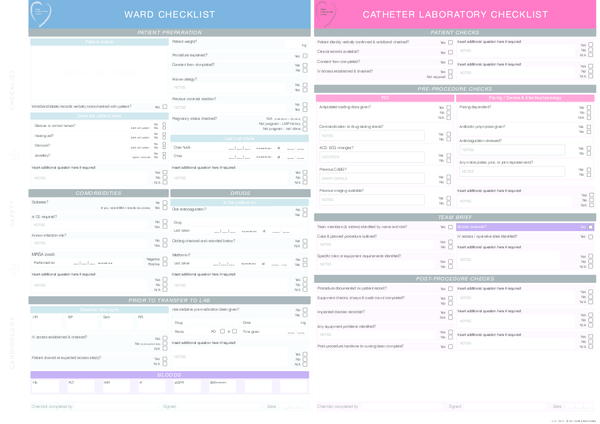 (PDF) CATHETER LABORATORY CHECKLIST WARD CHECKLIST Patient details ...