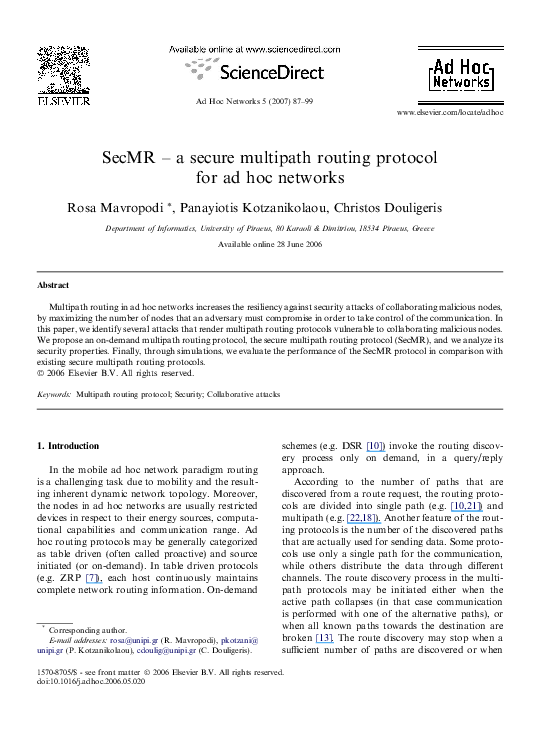 Pdf Secmr A Secure Multipath Routing Protocol For Ad Hoc Networks 4030