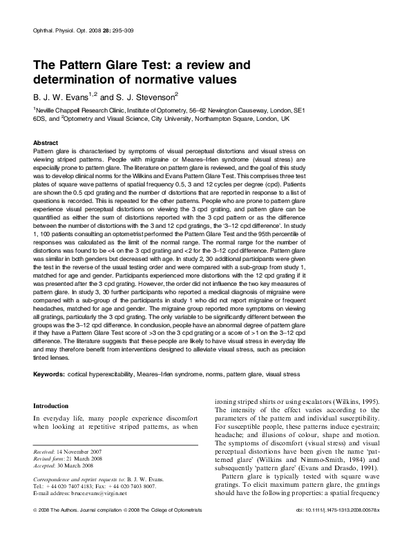 (PDF) The Pattern Glare Test: a review and determination of normative ...