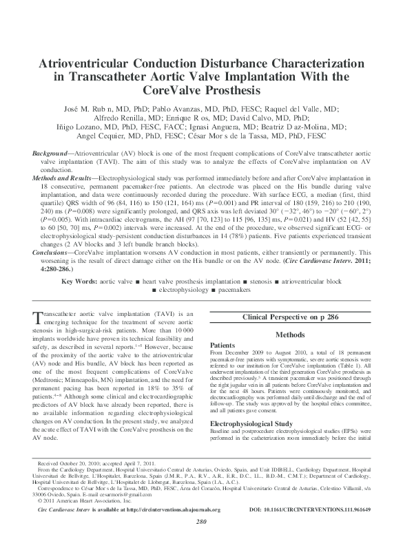(PDF) Atrioventricular Conduction Disturbance Characterization in Transcatheter Aortic Valve ...