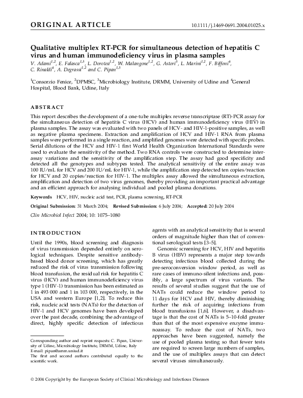 (PDF) Qualitative multiplex RT-PCR for simultaneous detection of hepatitis C virus and human ...