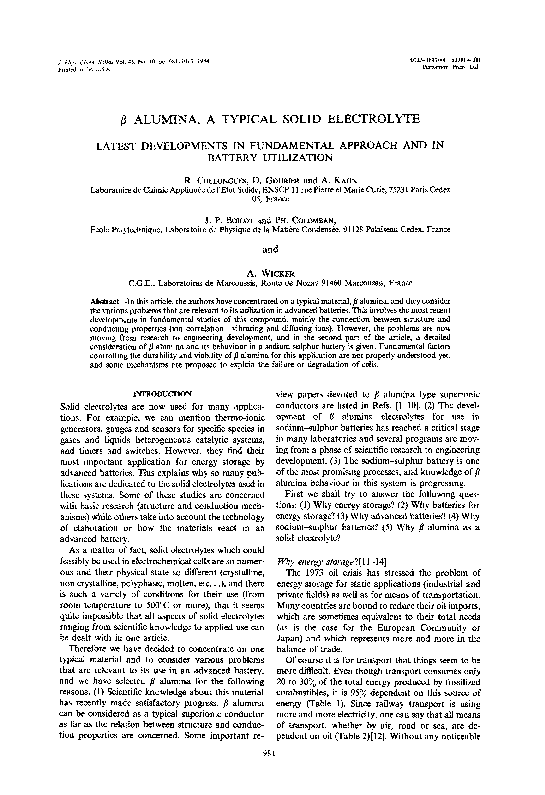 (PDF) Β Alumina, a Typical Solid Electrolyte