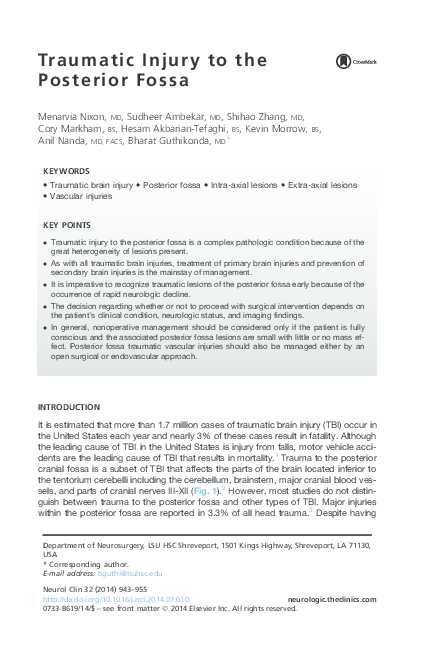 (PDF) Traumatic Injury to the Posterior Fossa
