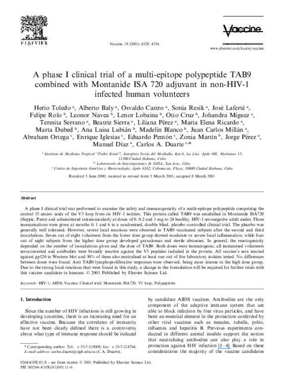 (PDF) A phase I clinical trial of a multi-epitope polypeptide TAB9 ...