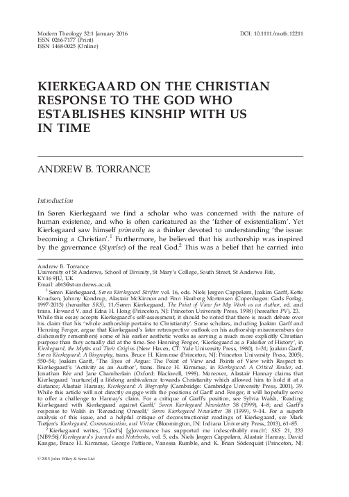 (PDF) Kierkegaard on the Christian Response to the God who Establishes ...