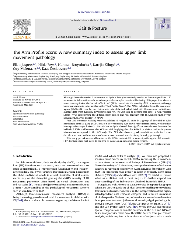 (PDF) The Arm Profile Score: A new summary index to assess upper limb ...