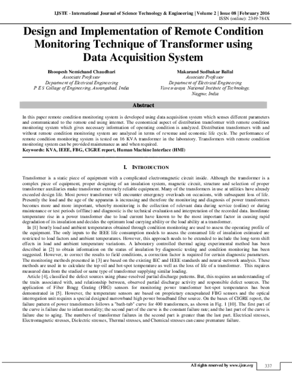 (PDF) Design and Implementation of Remote Condition Monitoring ...