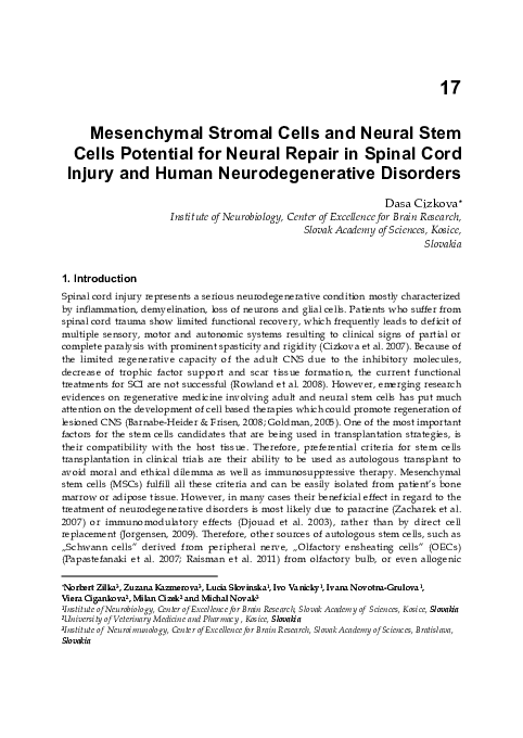 (PDF) Mesenchymal Stromal Cells and Neural Stem Cells Potential for Neural Repair in Spinal Cord ...