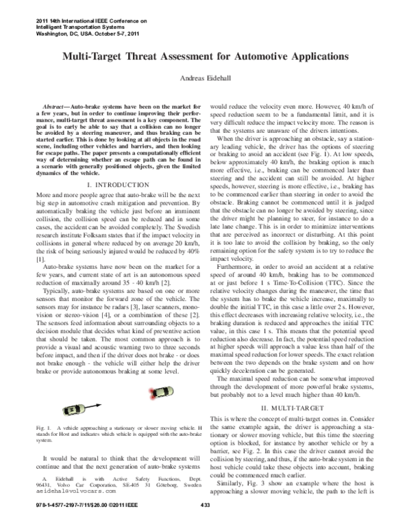 (PDF) Multi-target threat assessment for automotive applications