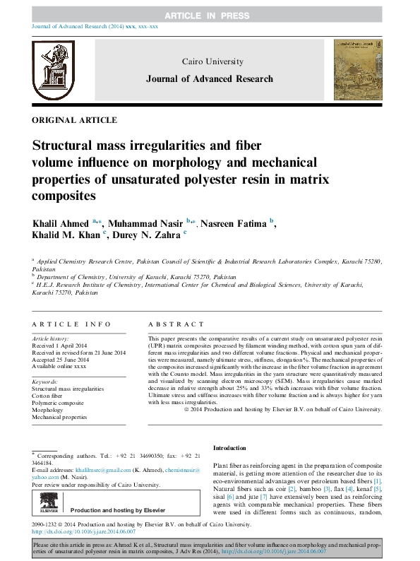 (PDF) Structural mass irregularities and fiber volume influence on ...