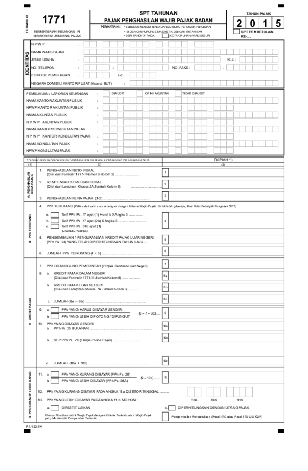 Formulir SPT 1771 2015(1)