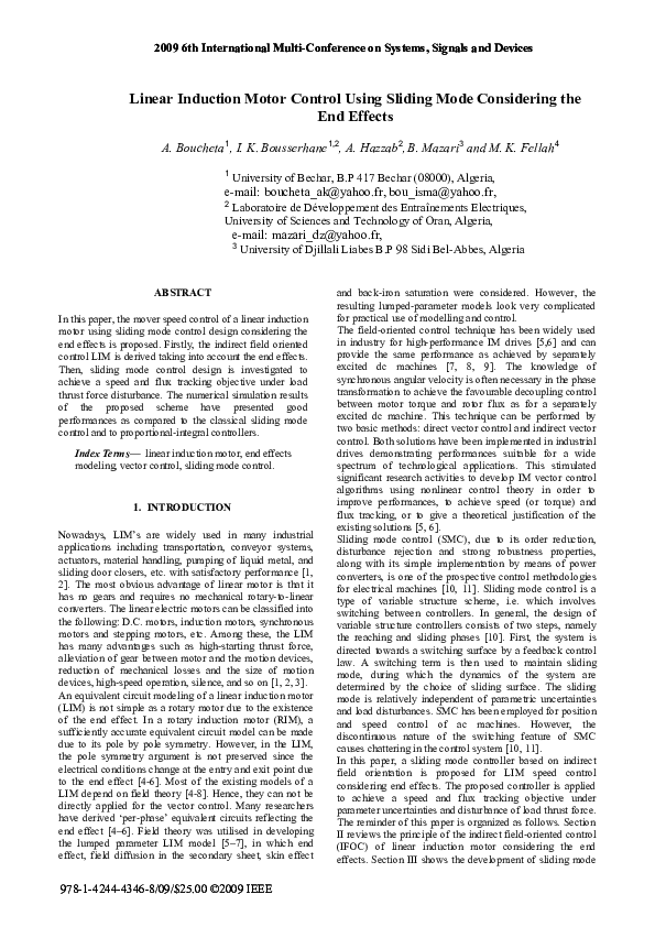 Pdf Linear Induction Motor Control Using Sliding Mode Considering The End Effects